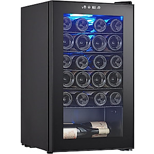 Euker 24-Bottle Compressor Wine Cooler Refrigerator - Freestanding Beverage Fridge for Red, White, Champagne & Sparkling Wines (40°F to 65°F) with Digital Temperature Control and Full Glass Door
