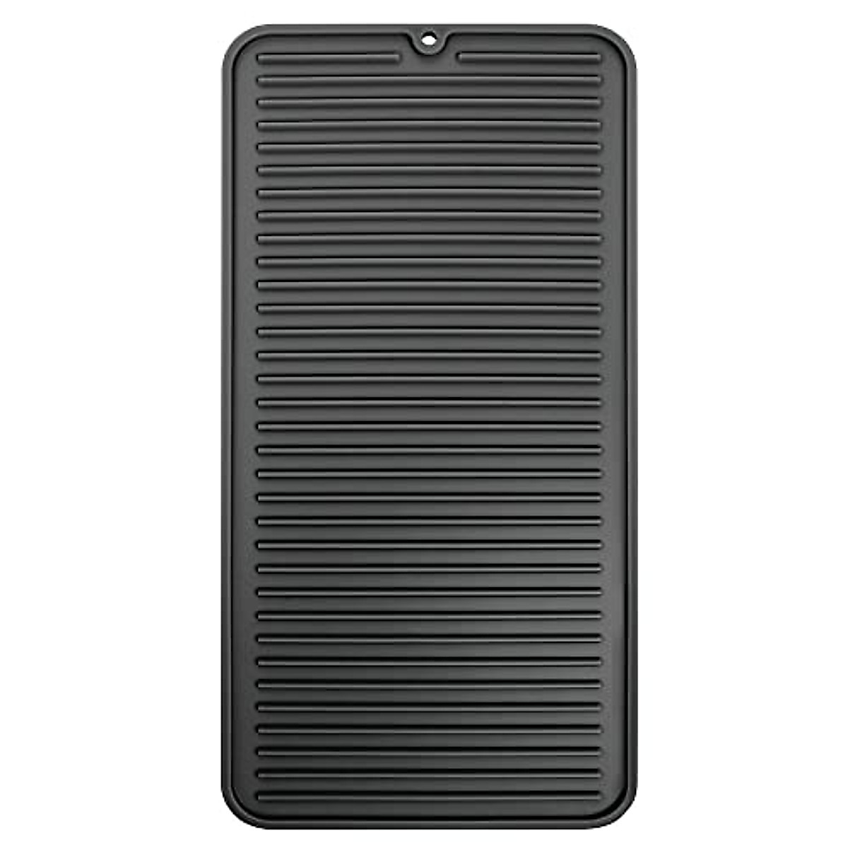 mDesign Silicone Heat-Resistant Hair Care Styling Tool Mat for Curling or Flat Irons, Straighteners on Bathroom Countertop, Raised Edges, Non-Slip, Waterproof, Small, Linelle Collection, Black