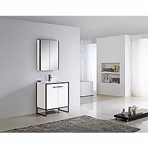 Fine Fixtures Vdara 30" Bathroom Vanity Cabinet Set, White Straight Grain