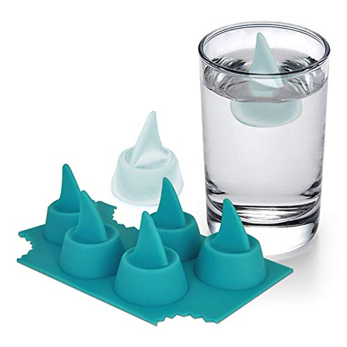 Sharks in My Glass! Silicone Shark Fin Ice Cube Tray Blue