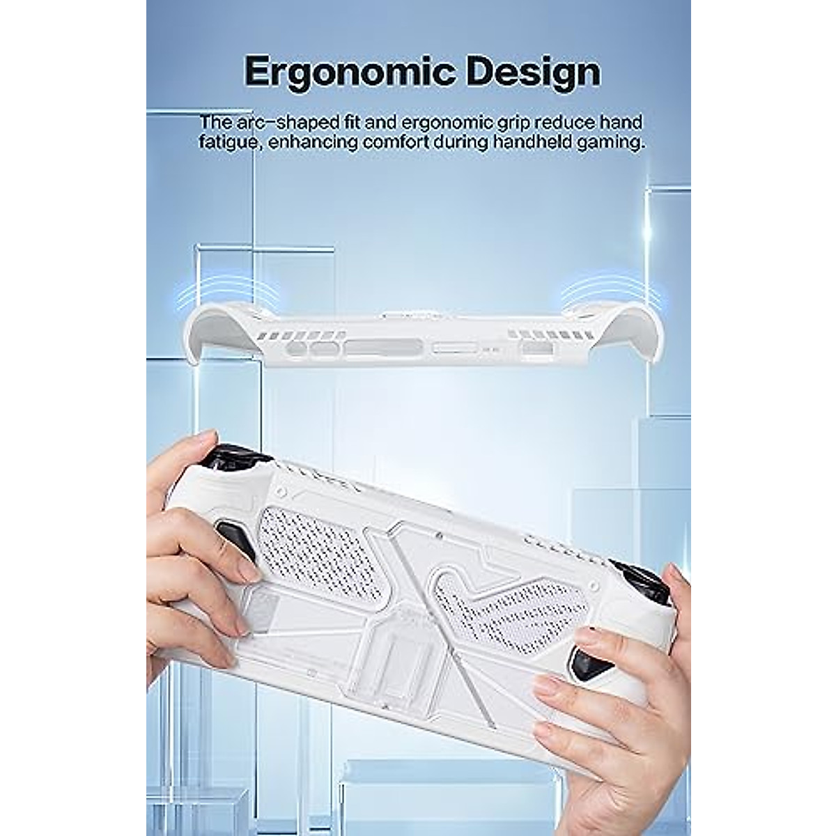 Protective Case for ASUS ROG Ally, TPU Case for ASUS ROG Ally with Kickstand, Included 2 ASUS ROG Ally Tempered Glass Screen Protector, Dustproof Nets, Joystick Protectors and 3.1 Adapter - White