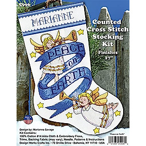 Tobin Peace On Earth Cross Stitch Stocking Kit, 17 Long 14 Count