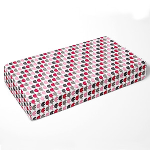 Bacati - Elephant Pink, Fuchsia, Grey 100% Cotton Girls Universal Baby Crib or Toddler Bed Fitted Sheet
