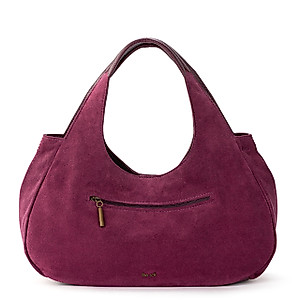 The Sak Rylan Medium Satchel in Leather, Double Handles & Removable Crossbody Strap, Currant Suede