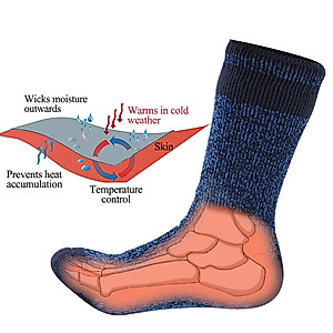 Hissox Heavy Duty Thermal Boot Socks, Mens Thermal Socks Insulated Winter Fuzzy Thermal Thick Socks Cold Feet Socks Slipper Home Socks For Cold Weather Christmas Party 1 Pair Black Women, Medium