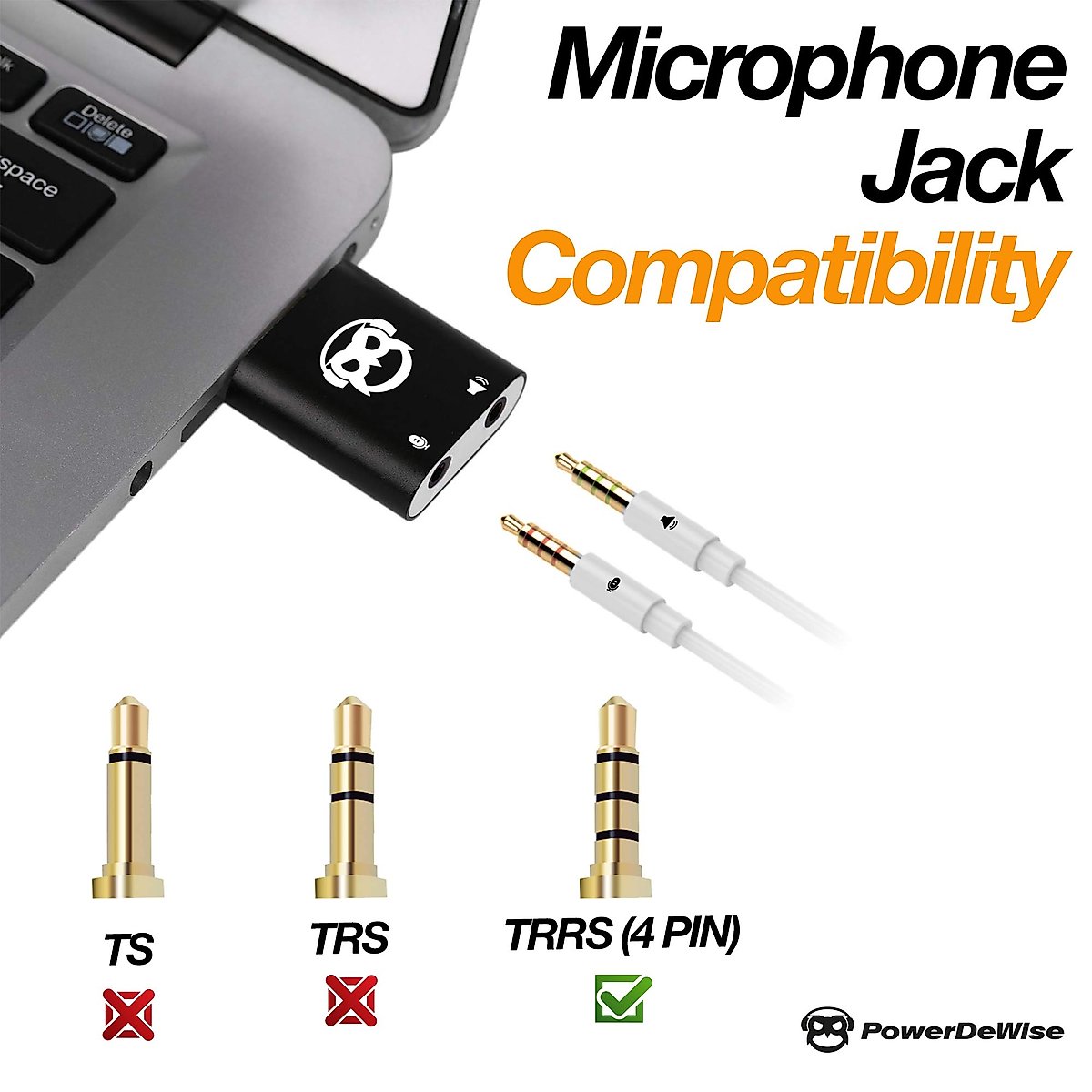 USB External Sound Card Adapter - USB A Audio Adapter External Sound Card, Plug&Play with 4-PIN Microphone Jack for MacBook, Windows, Linux, Laptop, PC, PS4