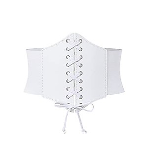 KOJOOIN Women's Corset Waist Belt Leather Underbust Corset Belt for Dresses White 2XL
