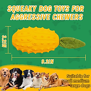LIFLIX Squeaky Dog Toys, Durable Dog Chew Toys, Strong Tough Dog Toy with Natural Rubber, Teething Chew Toys for Small Medium Large Dogs, Kiwano Horned Cucumber Shape