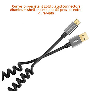 CableCreation Coiled USB to Micro USB Cable 0.56ft to 4ft, USB 2.0 A to Micro USB Charging Data Cord Works for Android Smartphone,Tablet, Wall and Car Charger, Space Gray