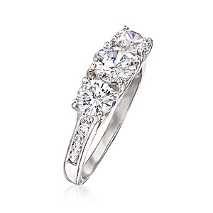 Ross-Simons 1.92 ct. t.w. CZ 3-Stone Ring in Sterling Silver. Size 6