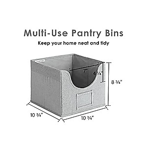 StorageWorks Closet Storage Bins, Open Front Cube Storage Bins with Cutout Window and 2 Handles, Foldable Fabric Clothes Organizer, Grey, 2-Pack