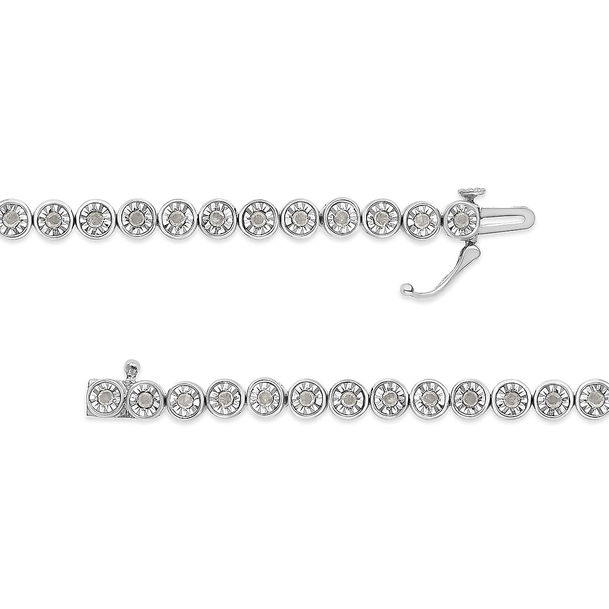 Haus of Brilliance .925 Sterling Silver 1.0 Cttw Miracle Plate Set Diamond Bezel Link Design Tennis Bracelet (I-J Color, I3 Clarity)