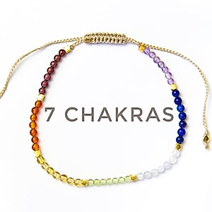 BALIPURA - 7 Chakra Crystal Bracelet For Women - Charm Beaded Bracelet, Garnet & Amethyst Crystal Stone, Bracelets for Teenage Girls - Healing Crystals Bracelet - Handmade Bracelet - 2mm SMALL Beads