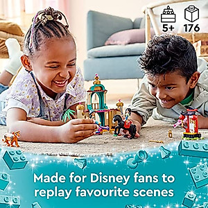 LEGO Disney Princess Jasmine and Mulan Adventure 43208 Palace Set, Aladdin & Mulan Buildable Toy with Horse and Tiger Figures, Gifts for Kids, Girls & Boys