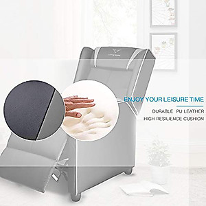 VITESSE Gaming Recliner Chair Racing Style Single PU Leather Sofa Modern Living Room Recliners Ergonomic Comfortable Home Theater Seating, Grey