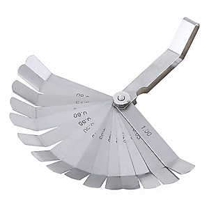 OriGlam Offset Feeler Gauge Set with 16 Blades, Standard Metric Offset Valve Feeler Gauge for Measuring Gap Width/Thickness 0.05mm - 1.0mm