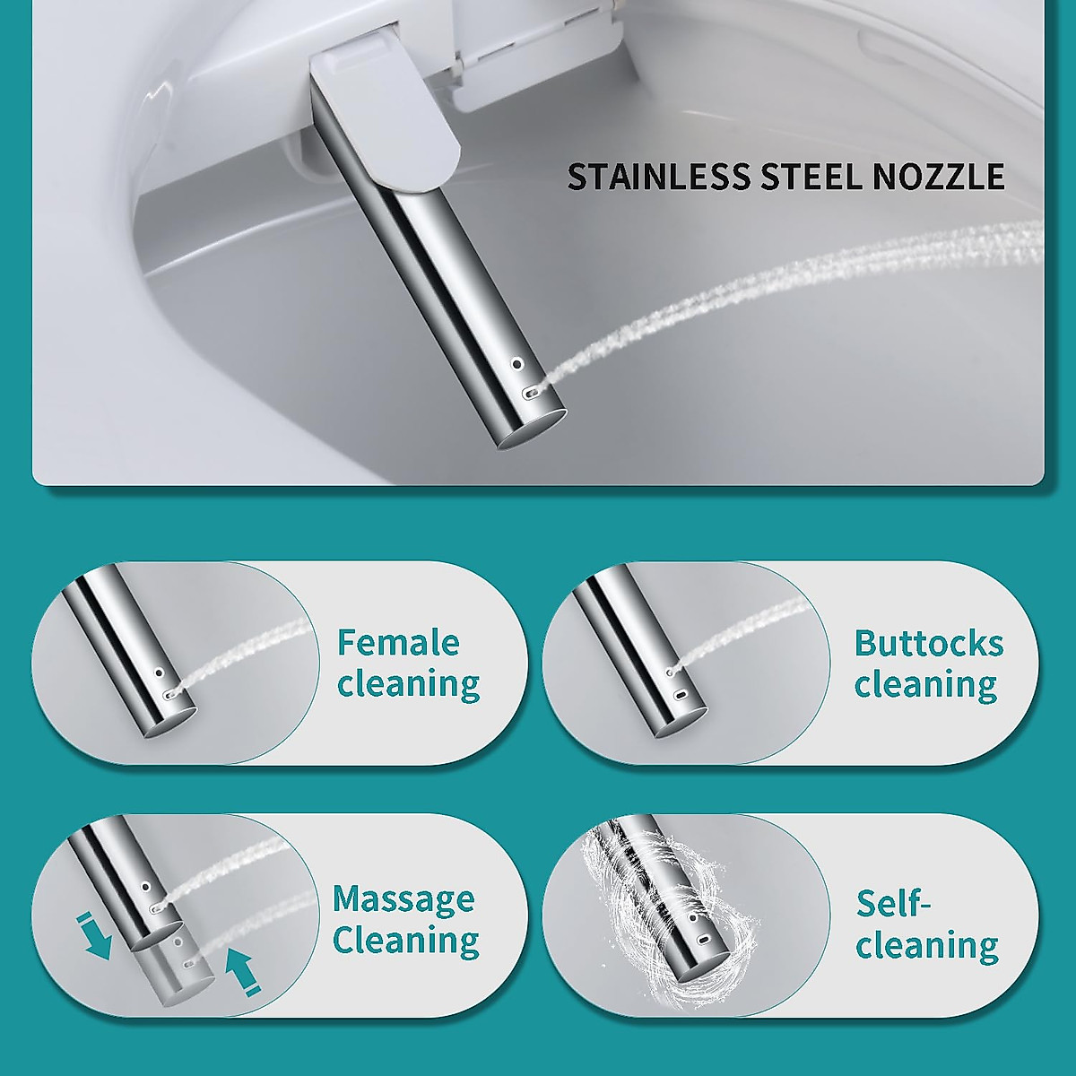 Electric Bidet Toilet Seat,bidets for existing toilets，elongated，One-click intelligent operation, Warm Water Cleaning， slow close，Seat cushion keep constant temperature in winter，With a dryer,White