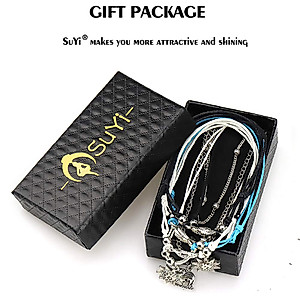 Suyi 5Pcs Beach Turtle Anklet Boho Handmade Adjustable Anklet Layered Rope Anklet Foot Chain for Women 5P