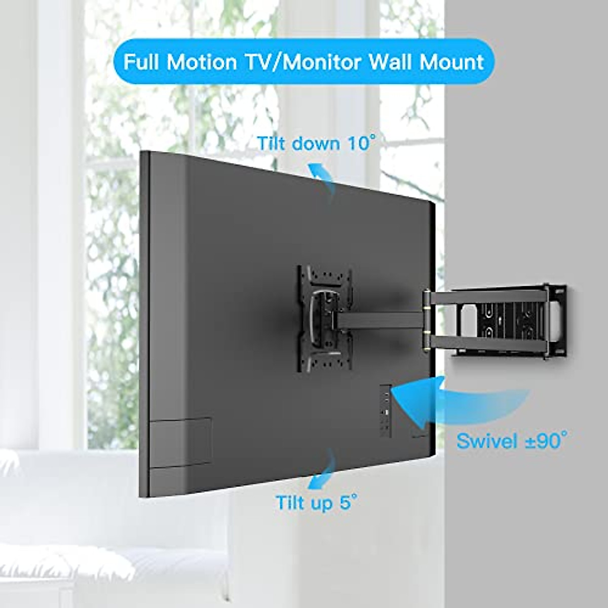 FORGING MOUNT Corner TV Wall Mount with 25.6inch Long Arm,Full Motion TV Mount Swivel and Tilt,Fit for 13-43”TVs,Monitor Wall Mount with Max VESA 200x200mm,16” Wood Studs,Holds up to 77lbs
