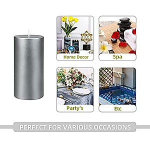 Zest Candle Pillar Candle, 3 by 6-Inch, Metallic Silver