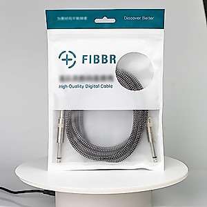 FIBBR 6.35mm to 6.35mm Stereo Audio Cable 3FT/1M, Straight 1/4" TS Audio Guitar Male Jack Instrument Lead with Nylon Braided for Electric Guitar, Bass, Amplifier, Mixer, Keyboard, Speaker