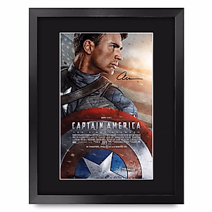 HWC Trading Framed 11" x 14" Print - Captain America Movie Poster Chris Evans Signed Gift Mounted Printed Autograph Film Gifts Photo Picture Display