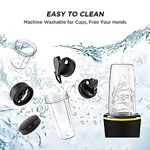 1200W Personal Bullet Blender for Shakes and Smoothies - 12-Piece Nutritional Blender for Kitchen with Blending and Grinding Blades, Recipe Book and Tritan 32+15 oz Travel Bottles for Fruits, BPA Free, Black