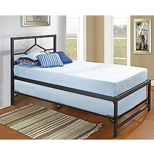 Kings Brand Furniture - Black Metal Twin Size Platform Daybed Frame with Trundle Bed