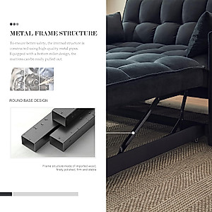 Eifizek 3-in-1 Convertible Sleeper Sofa Bed, Modern Pullout Couch Bed with Pull Out Bed, Adjustable Backrest, Futon Sofa for Living Room Furniture (Black)