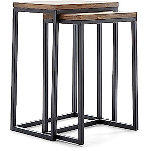 Amazon Brand – Stone & Beam Weston Wood & Metal Nesting Tables, Set of 2, Brown