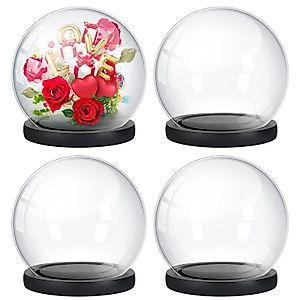 Tuanse 4-Piece Glass Dome Display Showcase with Wood Base - DIY Craft Keepsake Globe Display Case - Gifts for Women, Wedding Tabletop Centerpiece Decoration