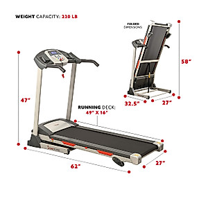 Sunny Health & Fitness Exercise Treadmills, Motorized Running Machine for Home with Folding, Easy Assembly, Sturdy, Portable and Space Saving - SF-T7603, Grey