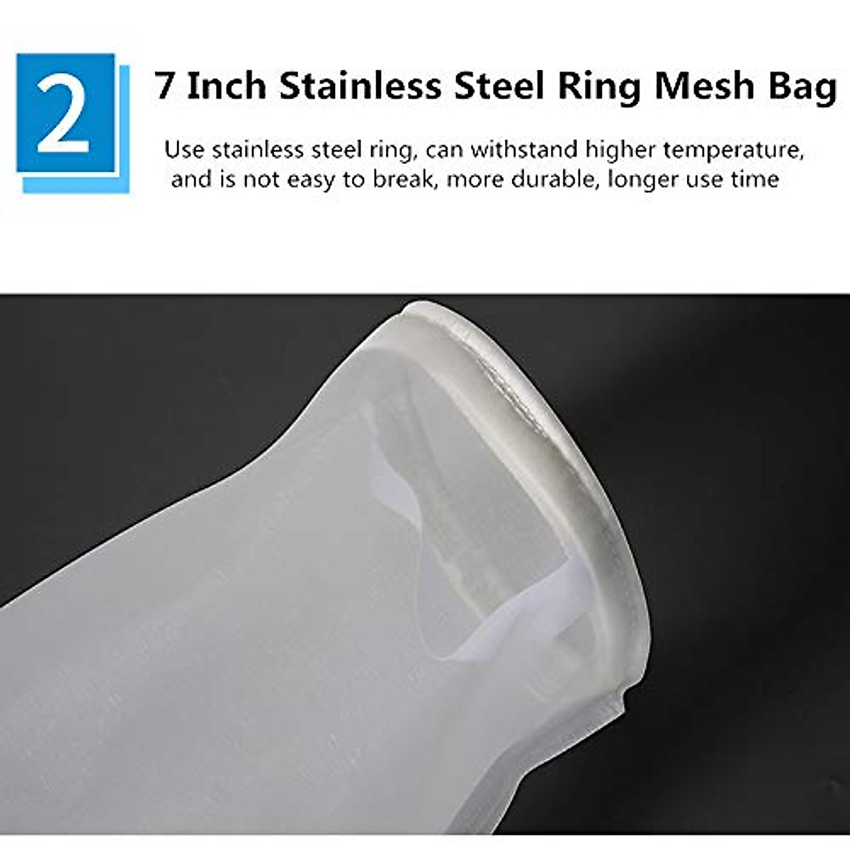 Nylon Mesh Filter Socks Bag 7 Inch Ring 75 Micron by 16 Inch Long NMO Filter Bags -1Pack (75 Micron 7" x 16")