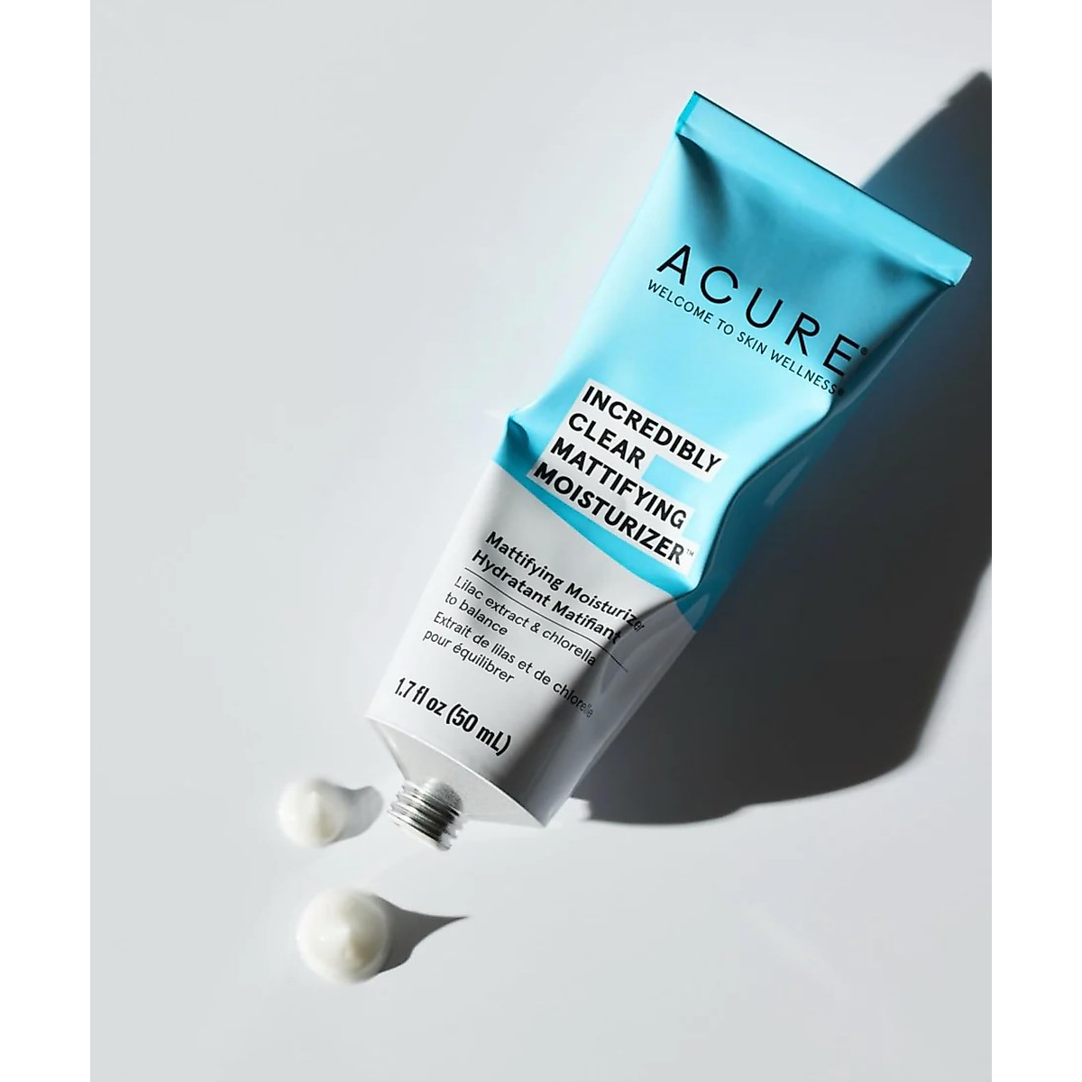 Acure Incredibly Clear Mattifying Face Moisturizer - Matte Finish Moisturizing Oil-Free Facial Cream Enriched with Lilac Extract & Chlorella -Achieve Skin Clarity, Smooth Texture & Pore Toning, 1.7 oz