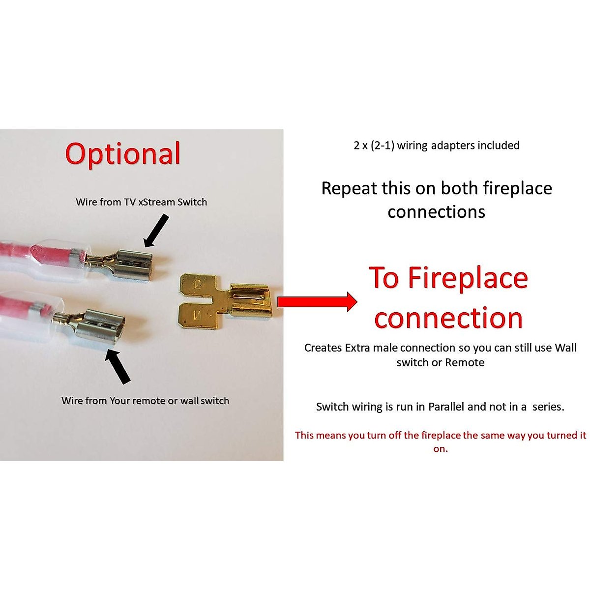 Fireplace Remote Control WiFi Smart Switch ON/Off to Voice Activated Fireplace - 2 Wire Quick Connect for Easy installation for Millivolt Gas Valve, Electronic Spark Ignitions. 2.4Ghz pairing ONLY