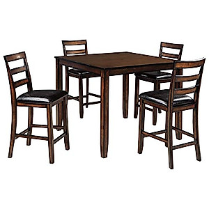 Signature Design by Ashley Coviar 5 Piece Counter Height Dining Set, Includes Table & 4 Barstools, Brown