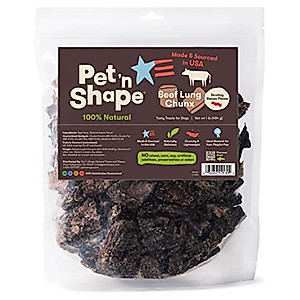 Pet 'n Shape Beef Lung Chunx Dog Treats - Made and Sourced in the USA - 16 Ounce