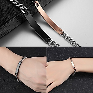 OUXUN Matching Bracelets For Couples Set Her Beast His Beauty 2 Pcs Romantic Lettering Relationship Couples Link Bracelets Promise Gifts Birthday Present For Women Men BF GF Lovers