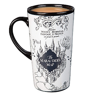 Harry Potter Marauder's Map Tall Ceramic Mug - Map Image Activates with Heat - Large Tumbler Style - Officially Licensed - Gift for Kids and Adults