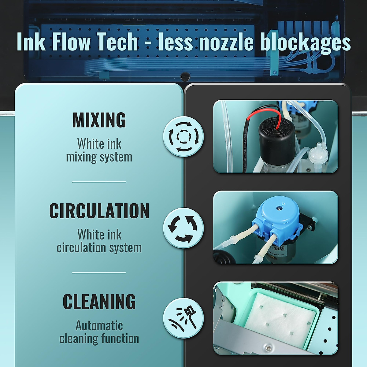 EnjoyColor A3+ DTF Transfer Printer 100% Transfer Rate for DIY Print T-Shirts, Leather, Other Textile (Printer + Software + 5x250ml Ink + 1xRoll of Film), A3 DTF PRINTER