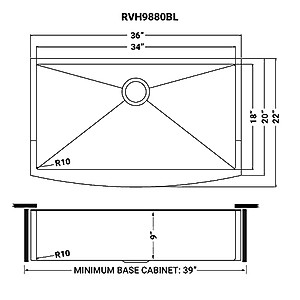 Ruvati Copper Tone 36-inch Apron-Front Farmhouse Kitchen Sink - Matte Bronze Stainless Steel Single Bowl - RVH9880CP