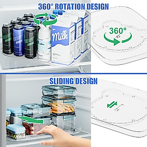 NiHome Rectangular Lazy Susan Organizer for Refrigerator, 360 Rotation Turntable, Premium PC Tray, Easy Installation, Multifunctional Organizer for Spices, Makeup & More (Large)