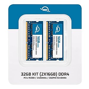 OWC 32GB (2 x 16GB) PC19200 DDR4 2400MHz 260pin SO-DIMMs Memory Ram Upgrade Compatible with 27" and 21.5" iMac (Mid 2017), and Compatible PCs Compatible with MP7N2G/A