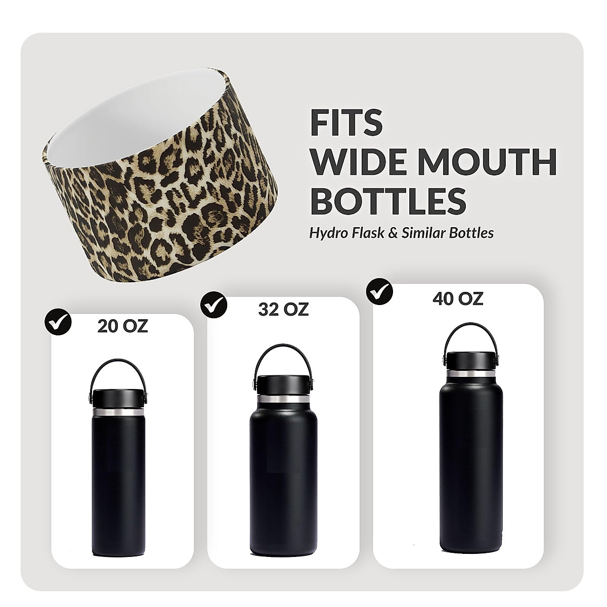 REUZBL Protective Silicone Bottle Boot for Owala FreeSip 40 oz, Hydro Flask 32-40 oz, Iron Flask, Takeya, Thermoflask, and Similar Wide Mouth Water Bottles, Protective Bottle Accessory