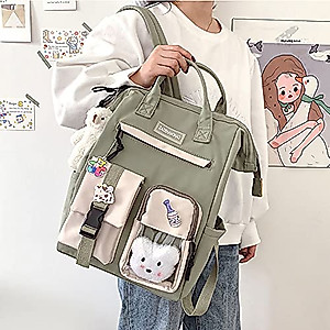 LELEBEAR Kawaii Backpack with Kawaii Pin And Accessories, Cute Kawaii Backpack for School with Plush Pendant, for Girls Travel Laptop Backpack (pink)