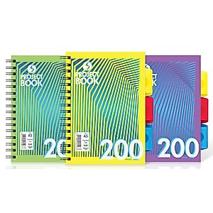 Silvine Daze 200 Page A5 Subject Books with 3 Moveable Dividers [Assorted Pack of 3]