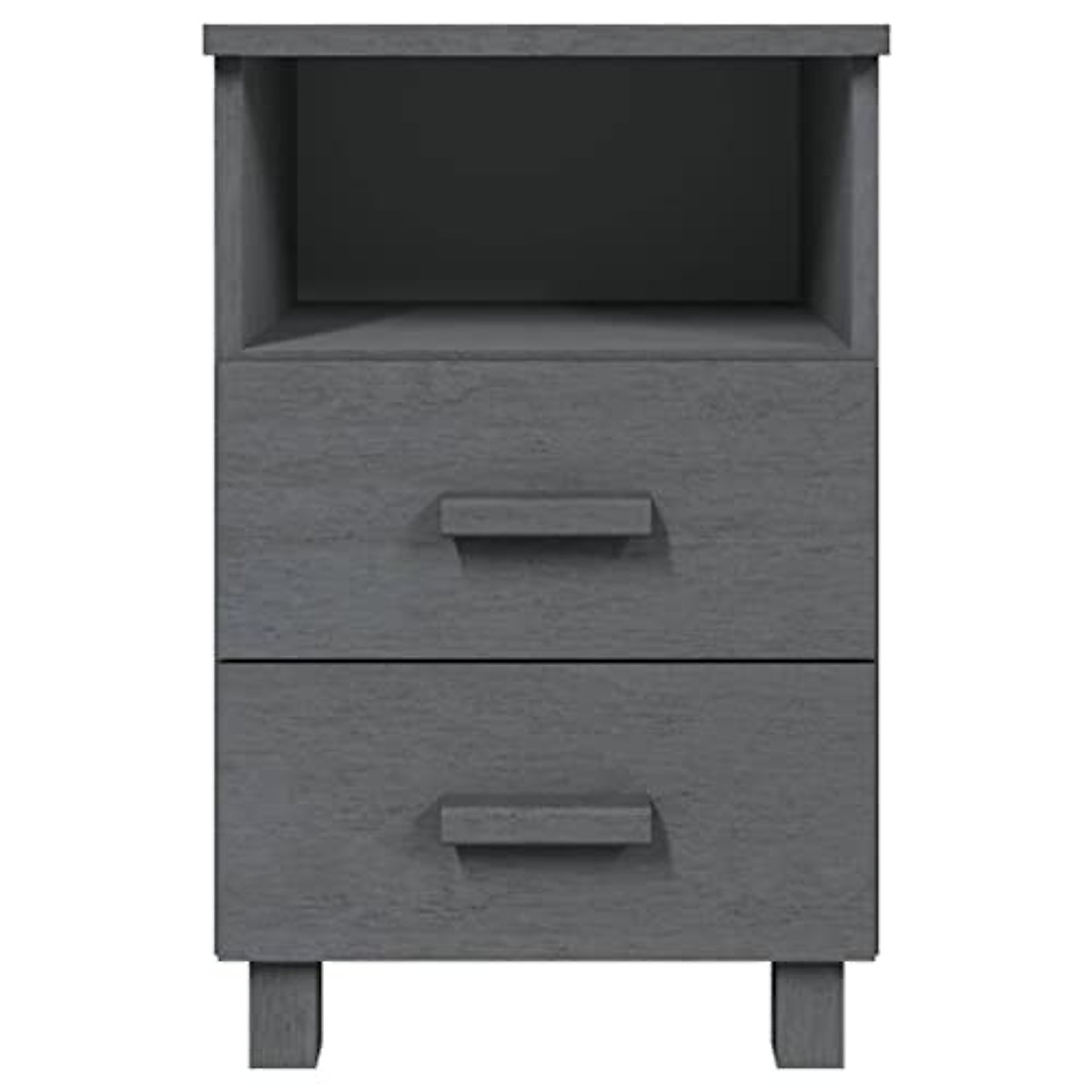 Nightstand 2 pcs with 2 Drawers | Modern End Table Set of 2 for Small Spaces | Wood Side Table for Bedroom | Wooden Bedside Cabinet | Dark Gray Solid Pinewood and MDF 15.7" x 13.8" x 24.4"