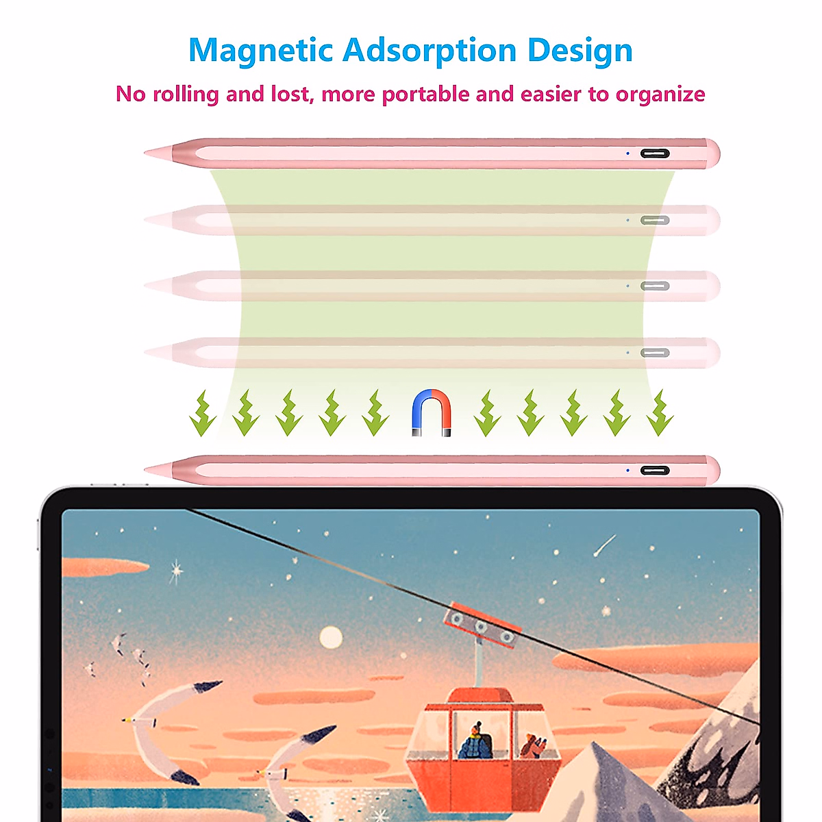 Stylus Pencil for Apple iPad 2018-2024 with Magnetic&Fast Charge Active Pencil Compatible with Apple iPad Pro13 M4/12.9/11inch,iPad Air M2/3/4/5,iPad 6-10,iPad Mini 5/6 Gen,ipad Pencil 8th&9th&10thGen