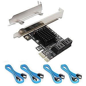 SATA Card, PCIE 3.0, 4 Port with 4 SATA Cable, SATA Controller Expansion Card with Low Profile Bracket, Non-Raid, Boot as System Disk, Support 4 SATA 3.0 Devices