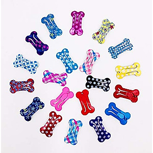 PET SHOW Cute 1" Small Bone Snap Hair Clips Pet Grooming Products Dog Cat Puppy Hair Accessories Random Color Pack of 20